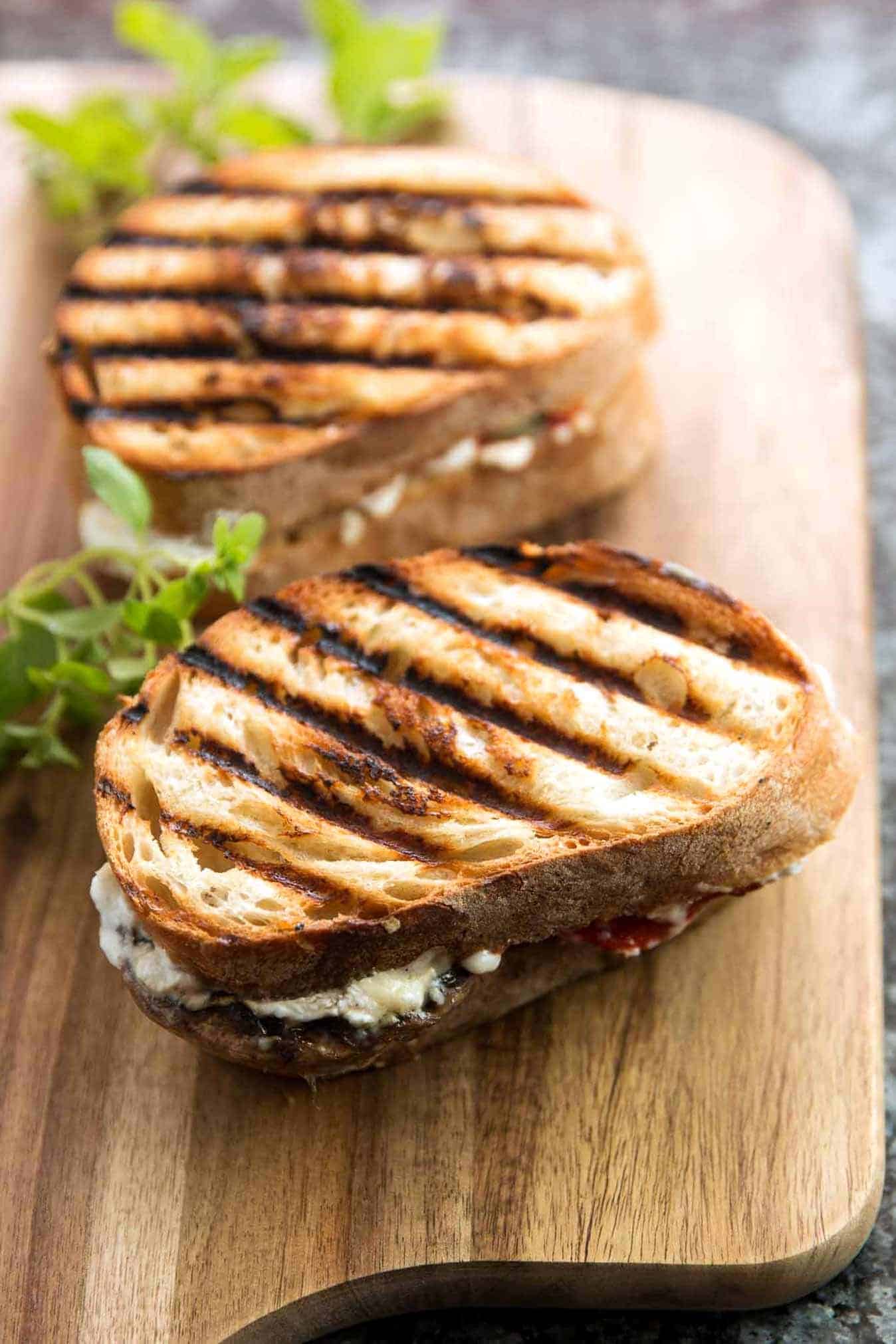 Mushroom Triple Cheese Grilled Cheese Recipe