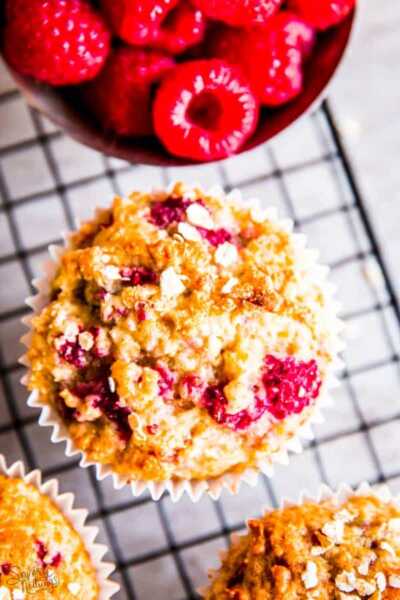 Raspberry Oatmeal Muffins - Savory Nothings