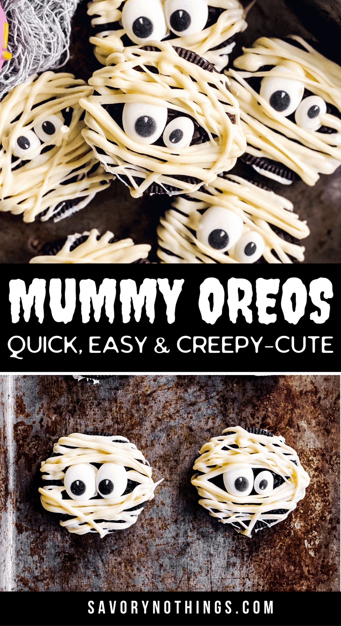 Mummy Oreos Cookies for Halloween - Savory Nothings