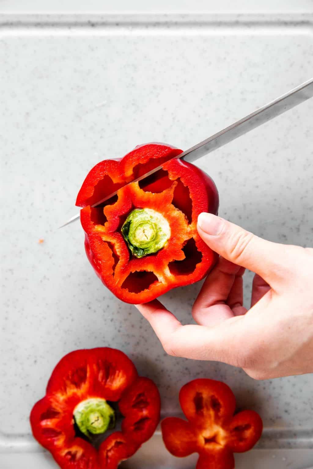 How to Cut a Bell Pepper (Professional Chef's Method!) - Savory Nothings