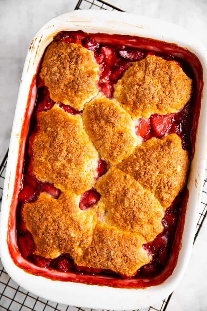 Strawberry Cobbler with Buttermilk Biscuits - Savory Nothings