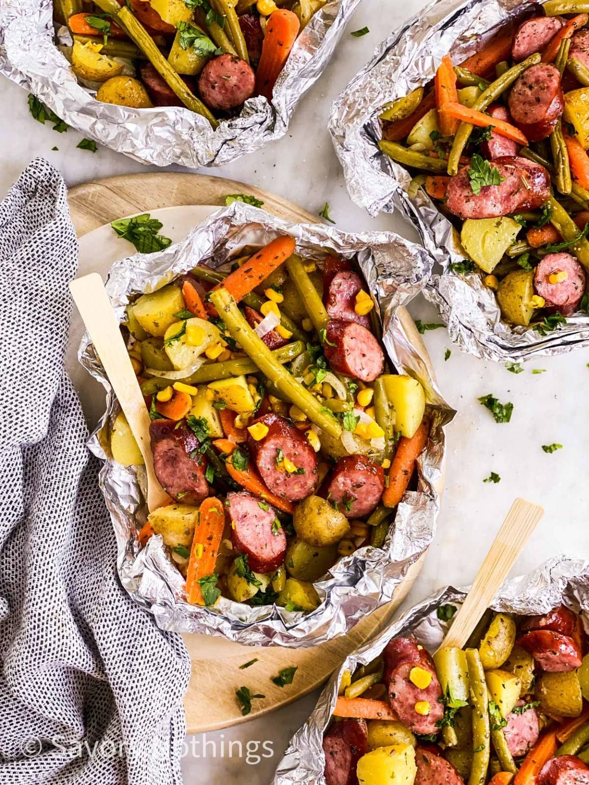 Potato and Sausage Foil Packets - Savory Nothings