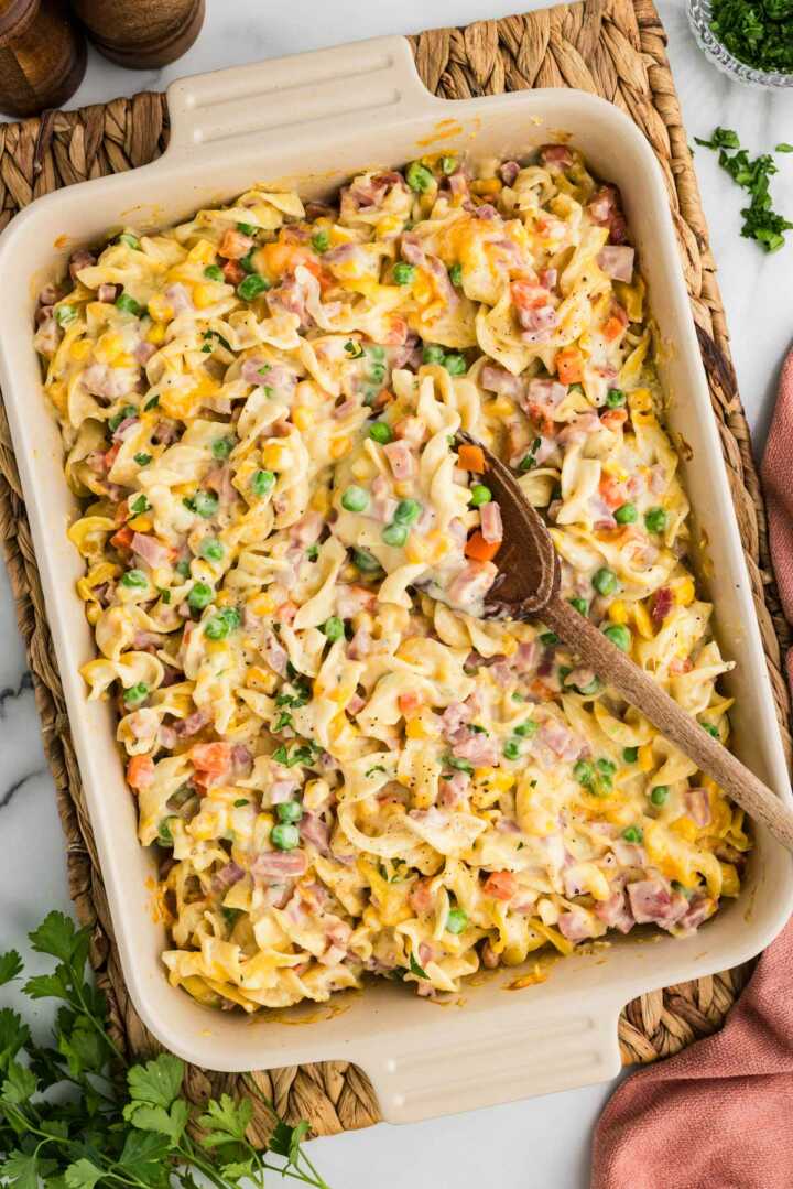 Ham and Noodle Casserole (Easy Leftover Ham Recipe) - Savory Nothings