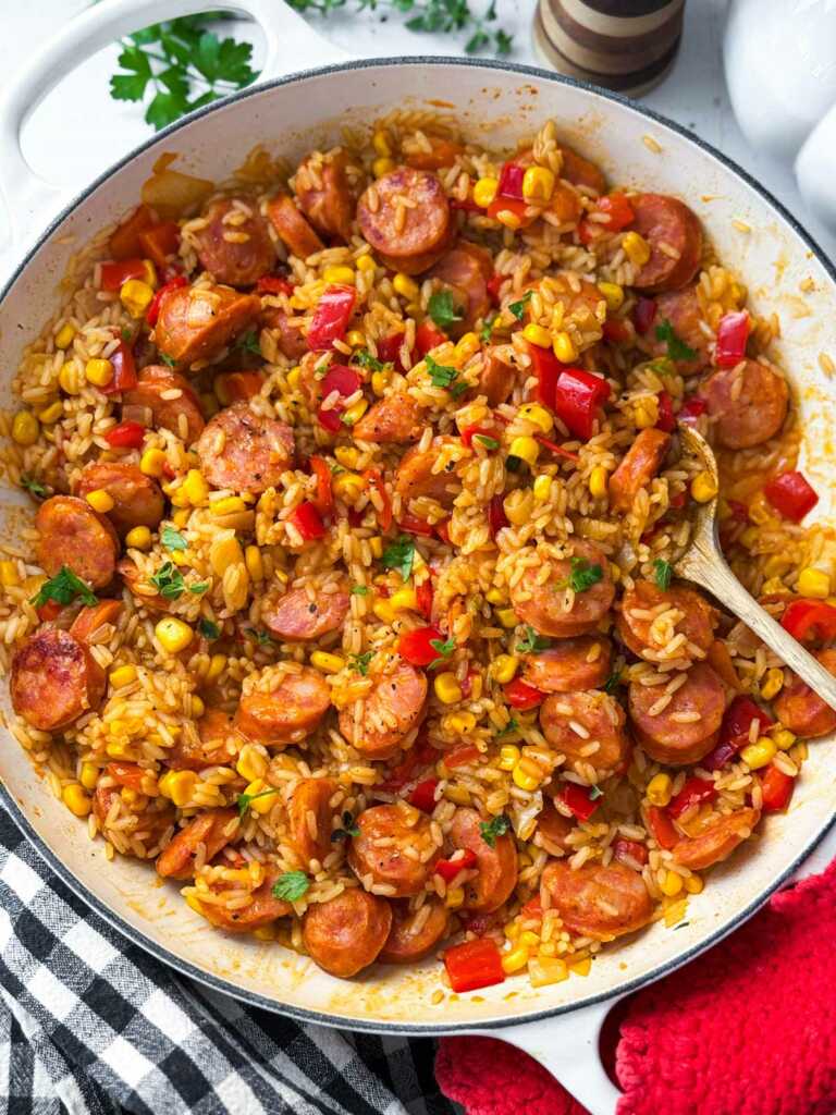 Kielbasa and Rice Skillet Recipe - Savory Nothings