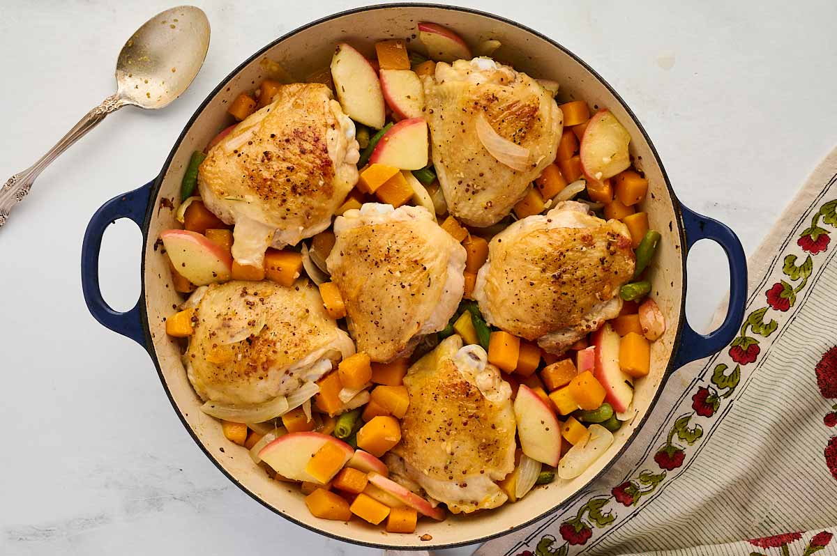 Maple Cider Chicken Skillet Supper Recipe - Savory Nothings