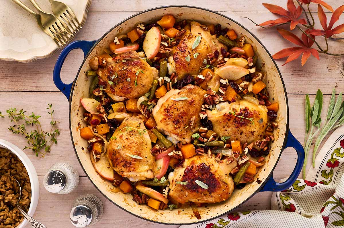 Maple Cider Chicken Skillet Supper Recipe - Savory Nothings