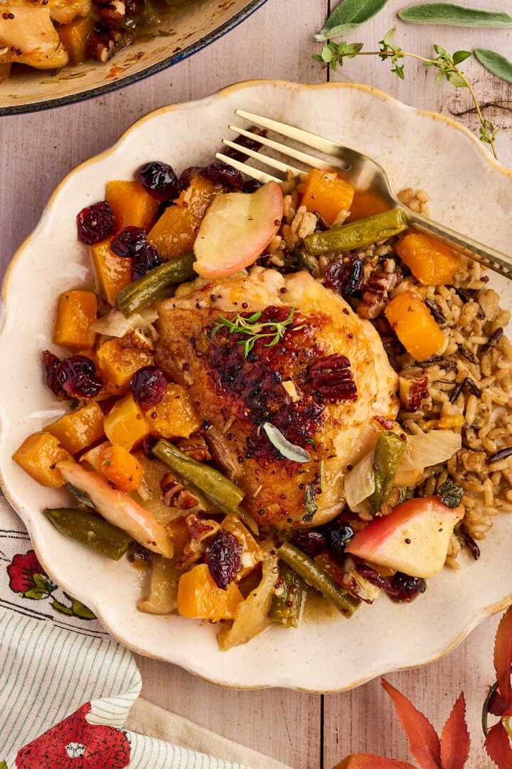 Maple Cider Chicken Skillet Supper Recipe - Savory Nothings