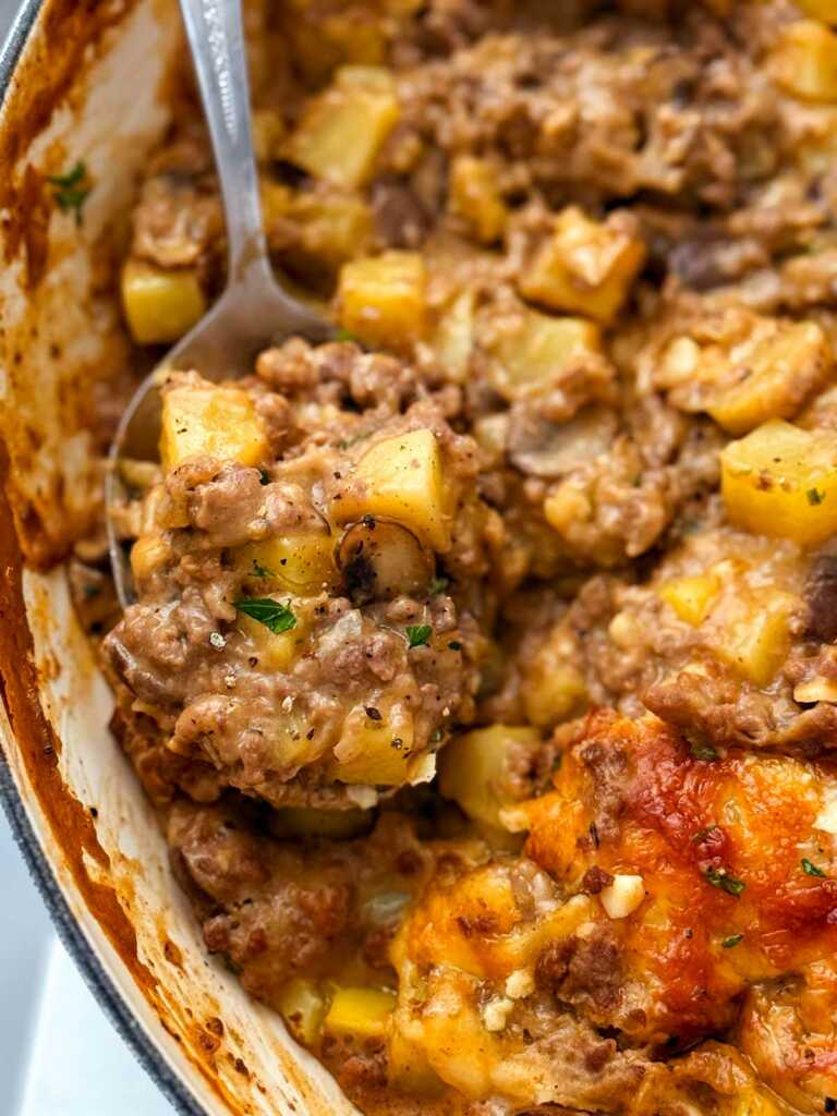 Ground Beef and Potato Casserole Recipe - Savory Nothings